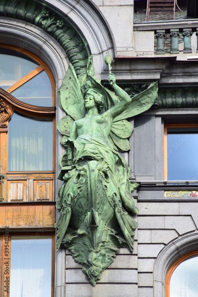 On the facade of the building there are sculptures of Valkyries and the ...