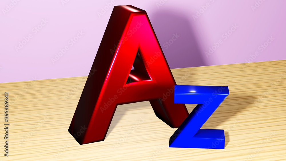 3D Rendering of The letters A and Z represent an early learning curve ...