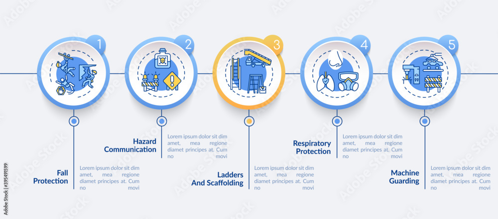 Top workplace safety violations vector infographic template. Hazard ...