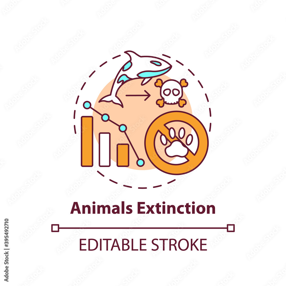 Animals extinction concept icon. Biodiversity loss. Animal population ...
