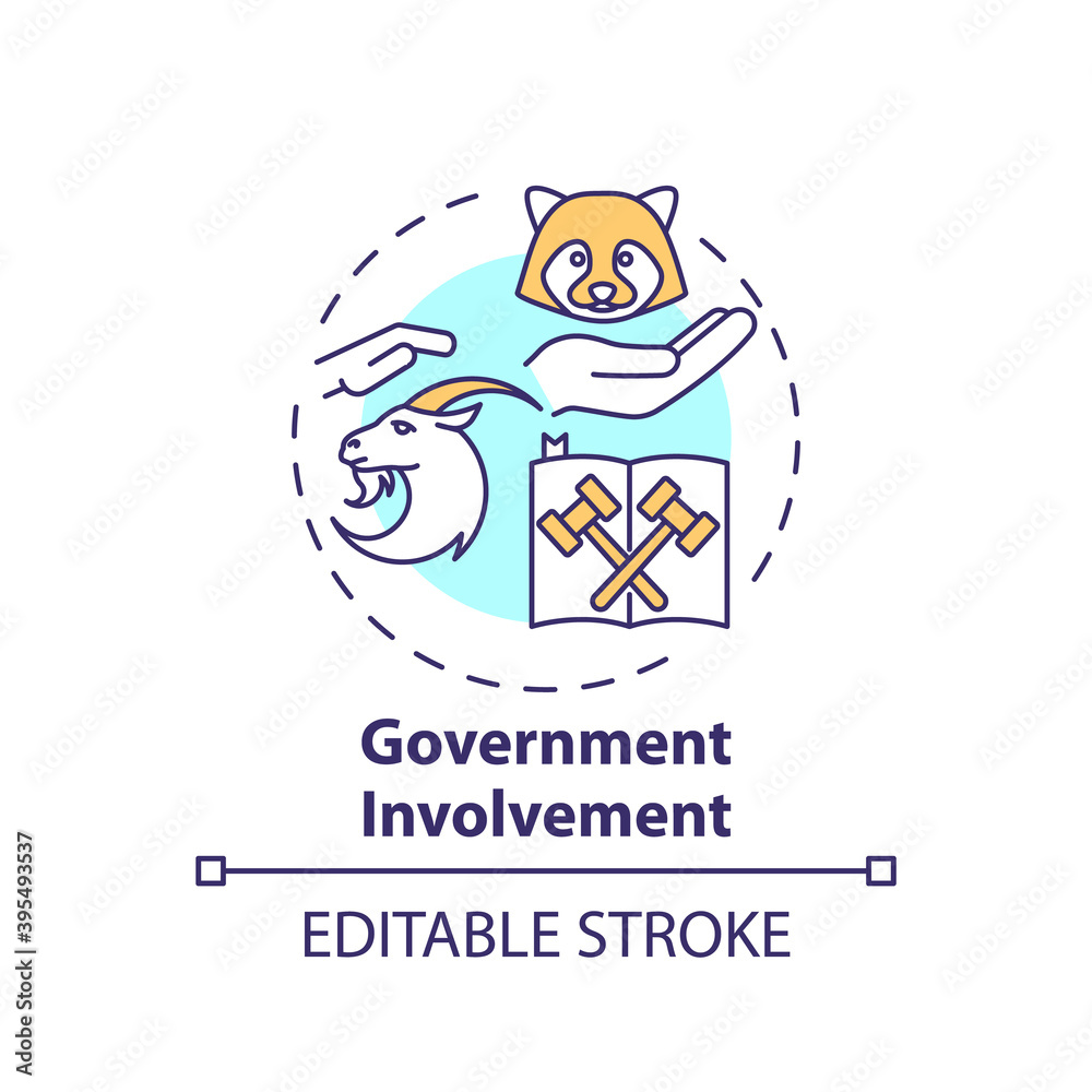 Government involvement concept icon. Animal welfare. Legal act. Animal ...