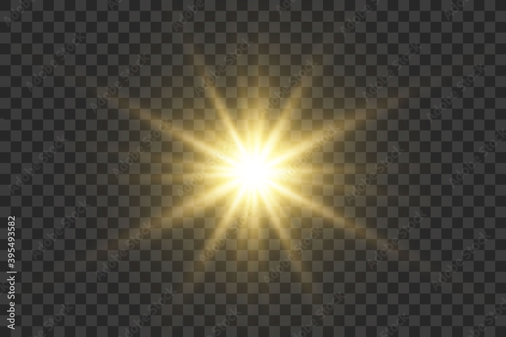 Bright beautiful star.Vector illustration of a light effect on a ...