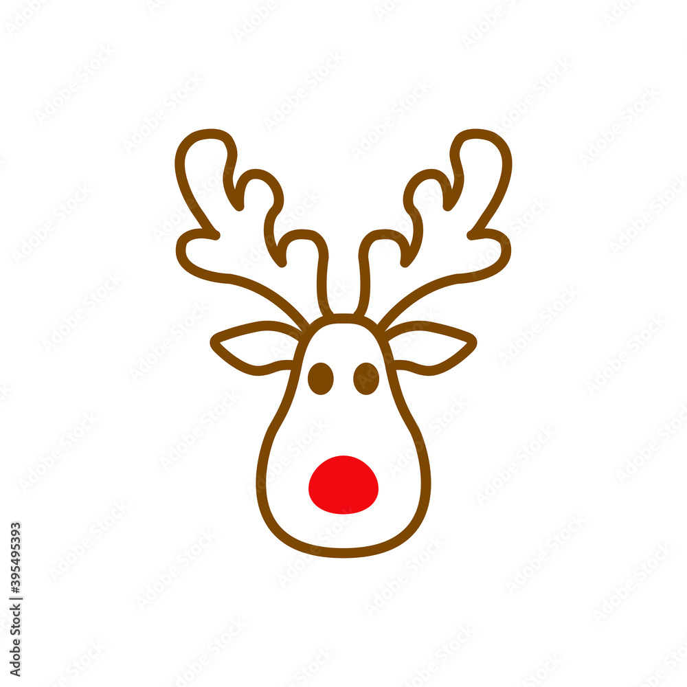 Tiempo de Navidad. Logotipo con silueta de cabeza de rena Rodolfo con ...