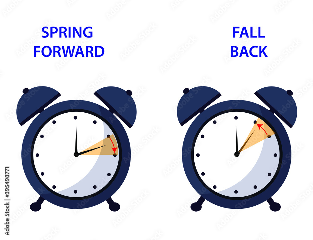 Clock. Daylight Saving Time vector illustration. Set of clocks and text ...
