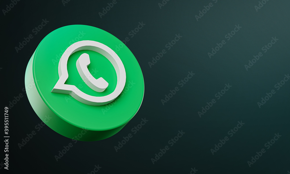 WhatsApp Circle Button Icon 3D on Dark Bakcgorund. Elegant Template ...
