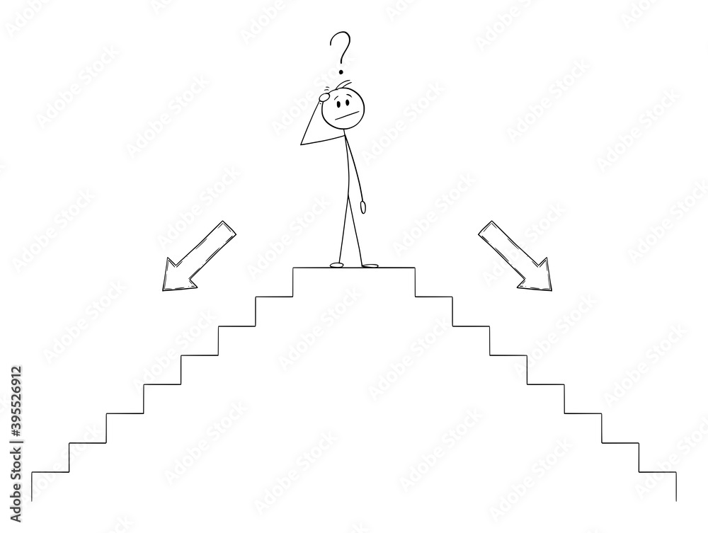 Vector cartoon stick figure illustration of man or businessman thinking ...