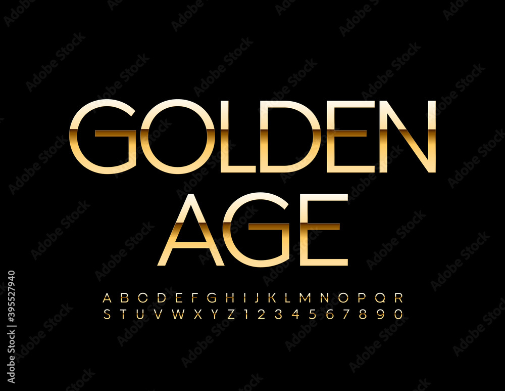 Vector luxury card Golden Age. Modern elegant Font. Set of Elite ...