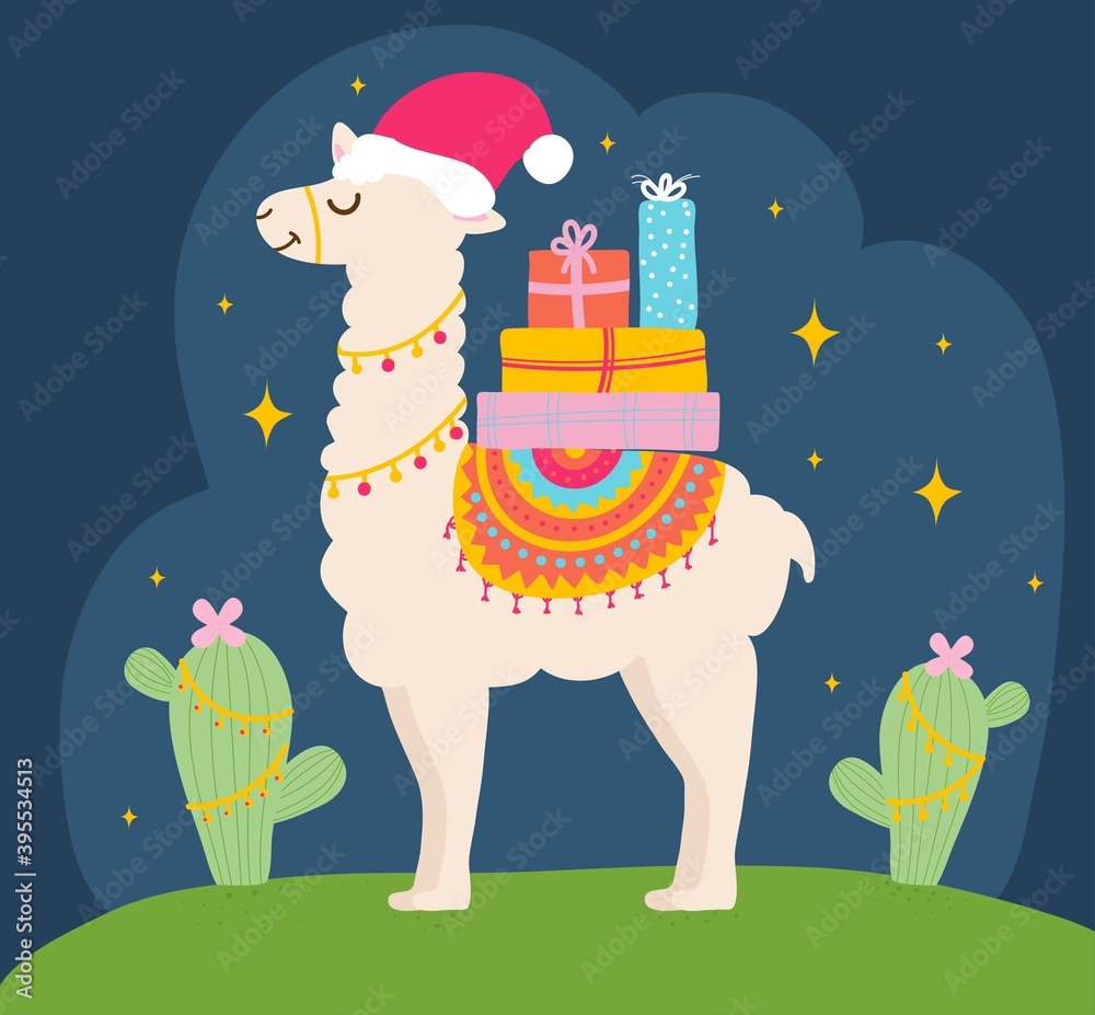 Cute cartoon peruvian llama alpaca vector graphic design. Animal with ...
