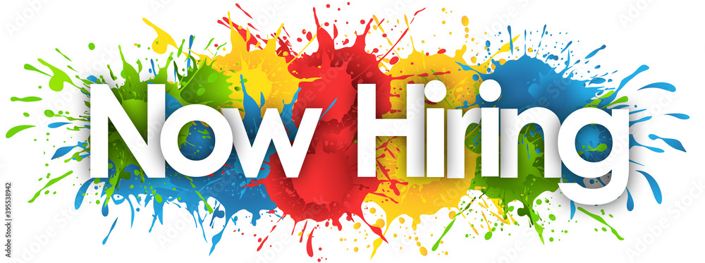 Now hiring word in splash’s background Stock Illustration | Adobe Stock