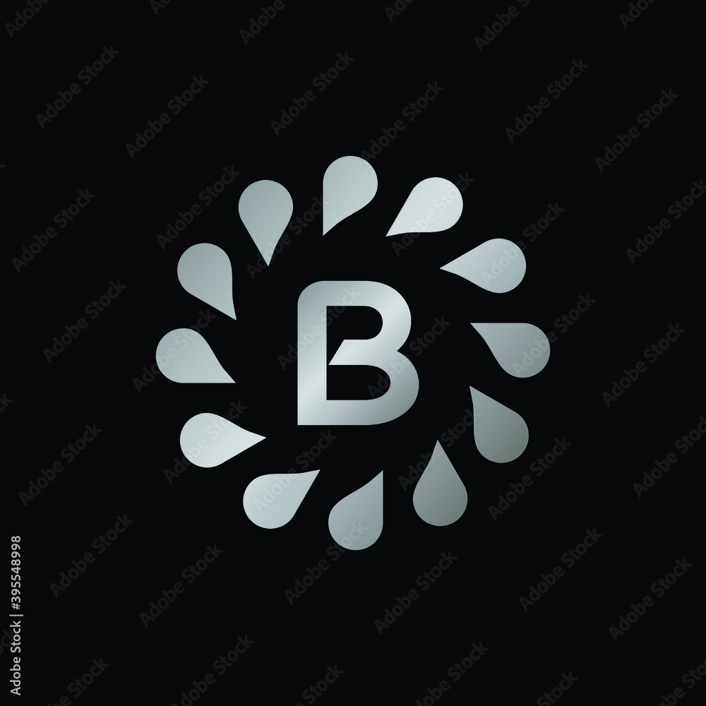 Logo Design for Letter B. Silver Letter B logo design isolated on black ...