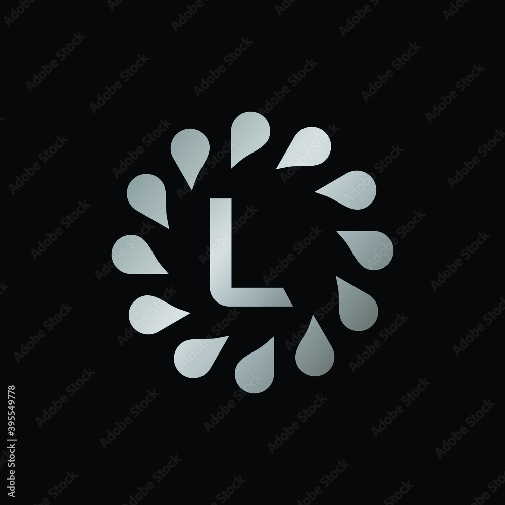 Logo Design for Letter L. Silver Letter L logo design isolated on black ...