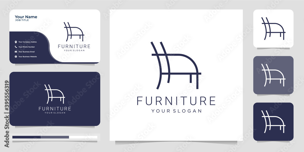 Minimalist furniture logo with chair for store.outline logo design ...