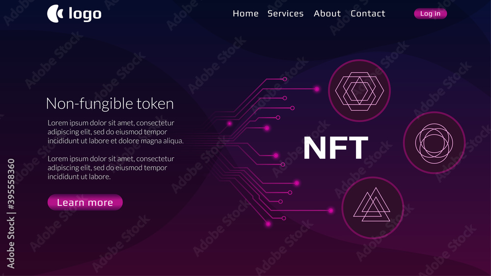 Website header template for NFT nonfungible tokens with pcb tracks and ...