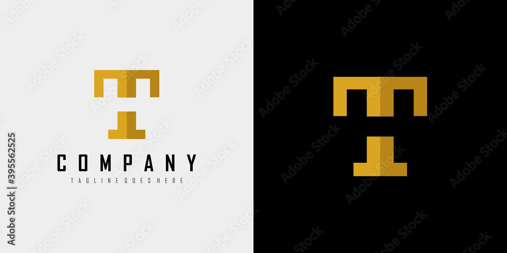 Initial Letter T and H Linked Logo. Gold Geometric Shape T Letter with ...