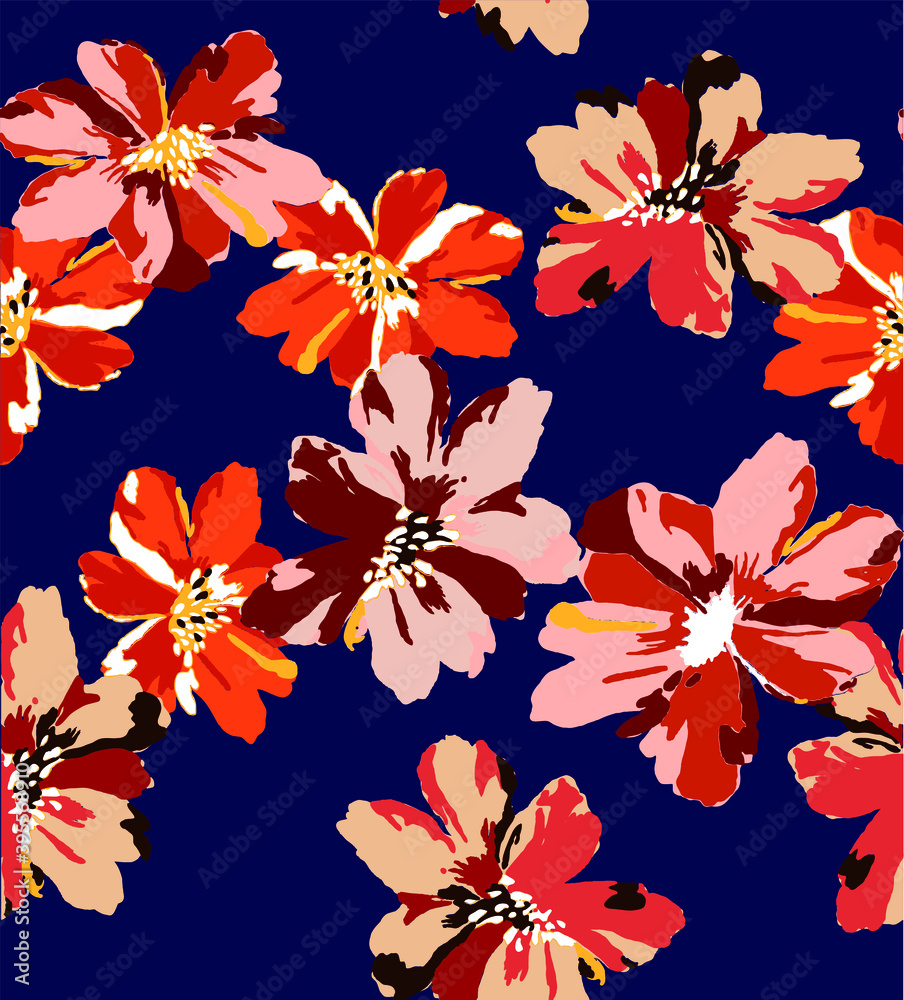 seamless floral pattern of a simple floral design in vivid colors Stock ...