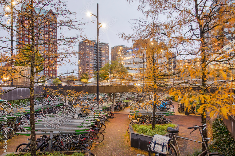 Rotterdam, The Netherlands, October 28, 2020: sunken bicycle parking at ...