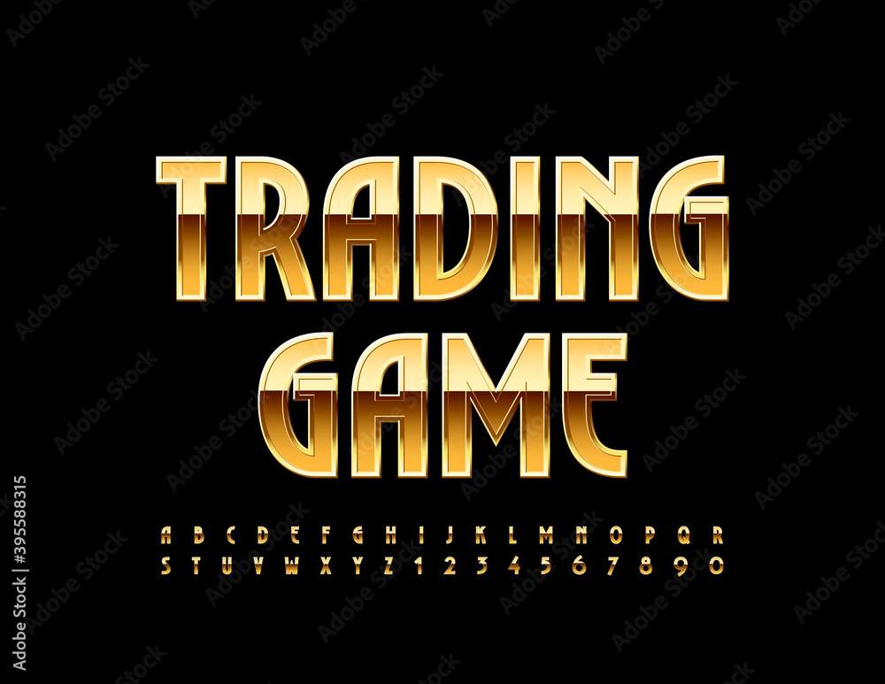Vector elite sign Trading Game. Elegant Gold Font. Premium Alphabet ...