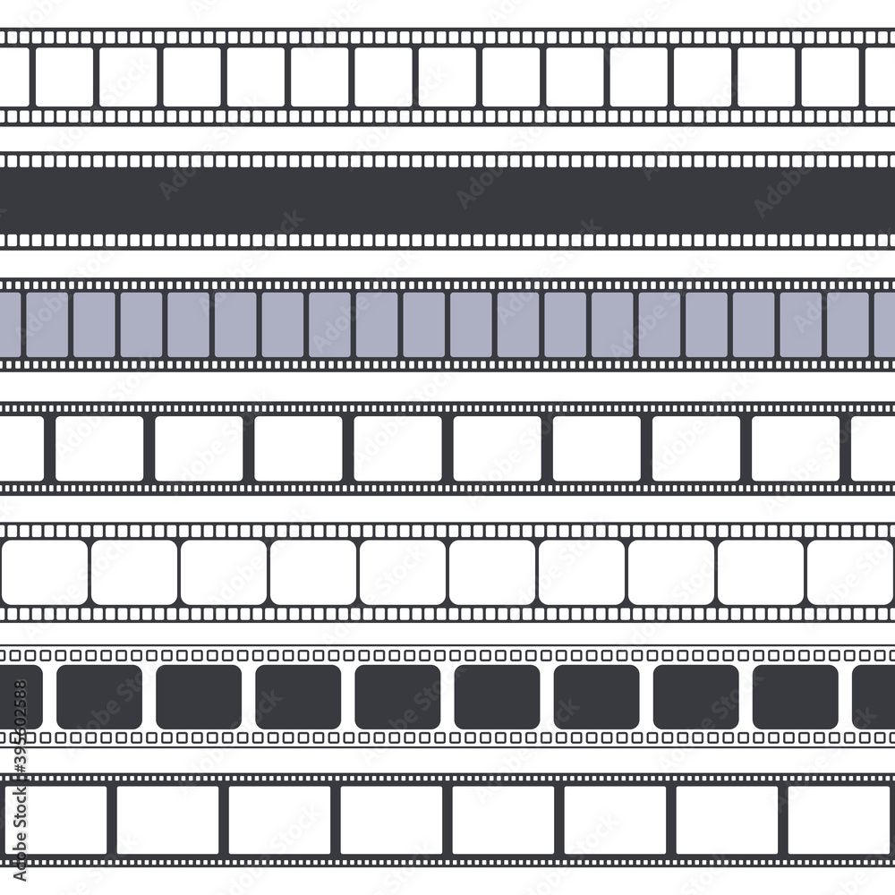 Movie and photo tape. Film strip seamless borders, vintage video or ...