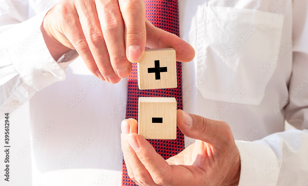 Minus vs plus signs, comparison of opposites, positive vs negative ...