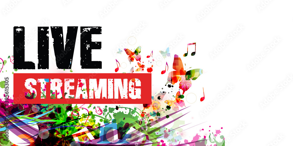 Colorful music promotional poster background with musical notes ...