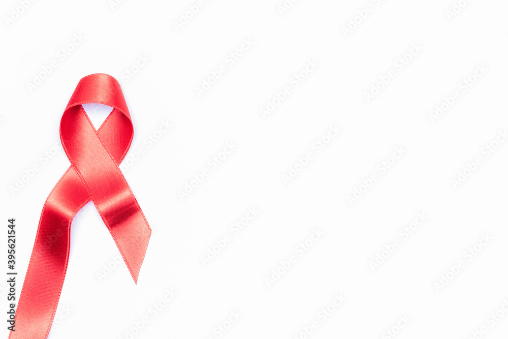 Aid ribbon silk. Red ribbon symbol in hiv world day isolated on white ...