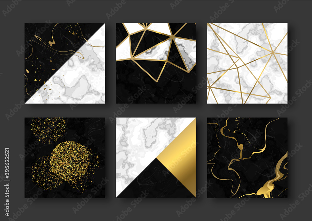 Black marble square card gold luxury collection Stock Vector | Adobe Stock