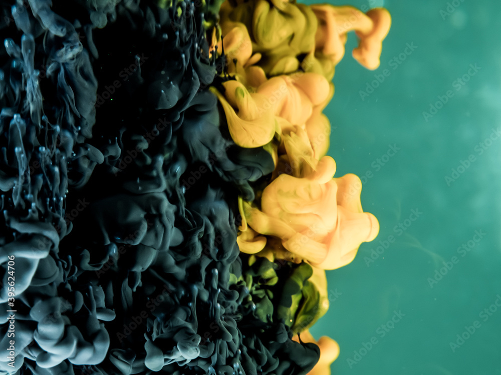 Liquid paint in water with round forms background Stock Photo | Adobe Stock
