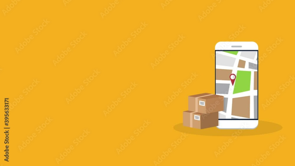 Parcel delivery tracking on mobile phone. Smartphone with city map on ...