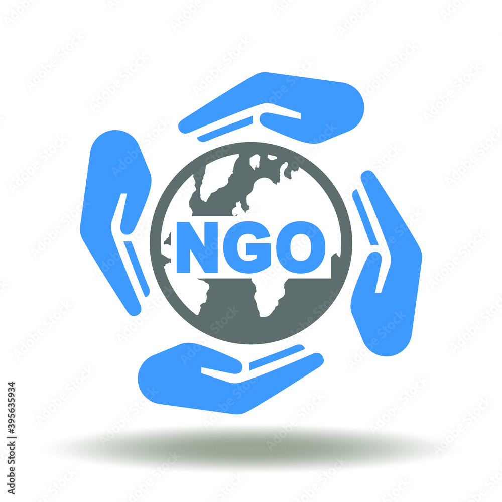 NGO Earth Planet Hands Palm Care Icon Vector. Non-Governmental ...