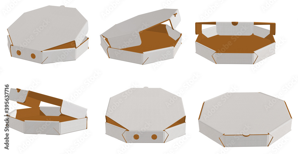 3D rendering - High resolution image white Octagon pizza box template ...