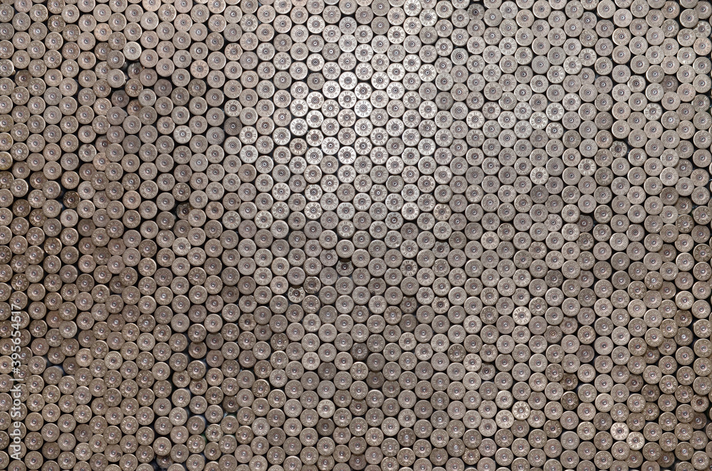 Pattern of 12 gauge cartridges for shotgun bullets. Shells for hunting ...