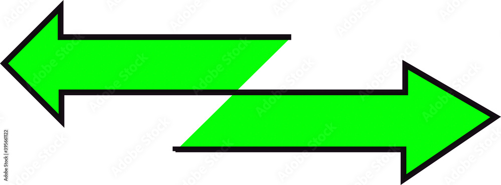 Double neon green arrows pointing in both directions Stock Illustration ...