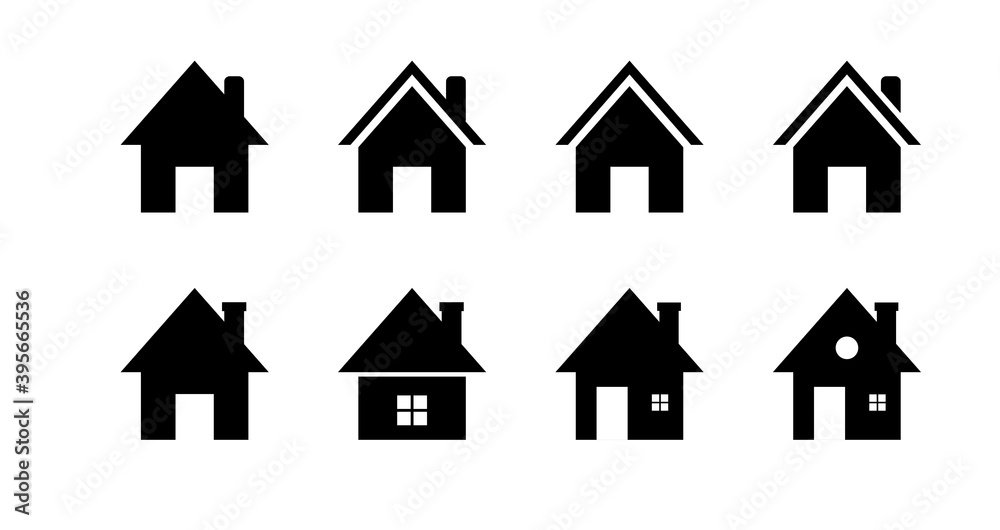 House icons set. Home icon collection. Real estate. Flat style houses symbols for apps and ...