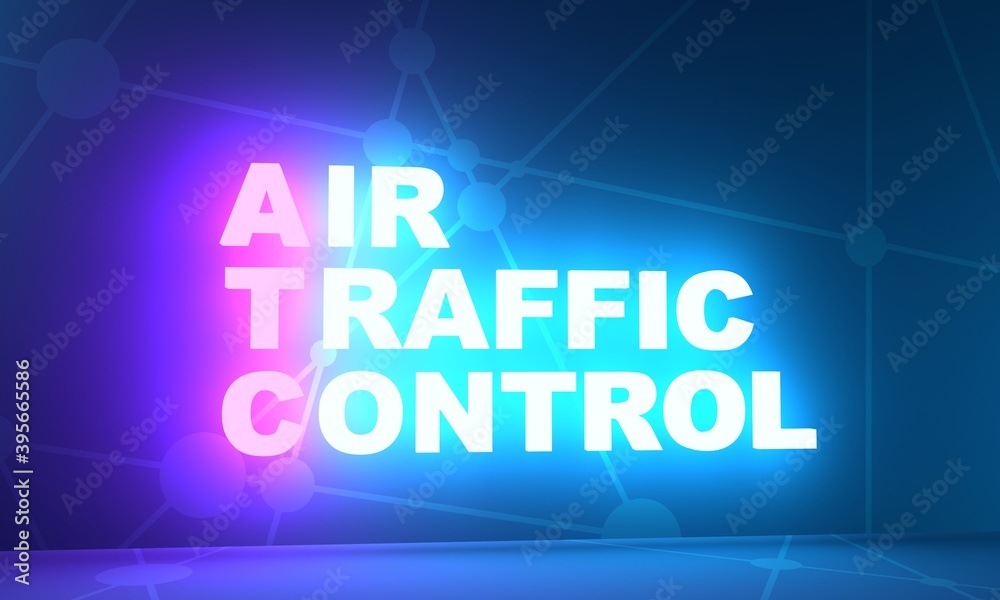 ATC - air traffic control acronym. Transportation concept background ...
