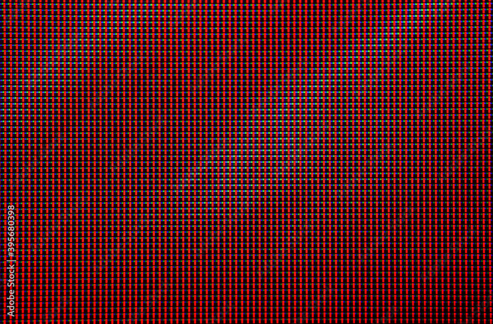 Pixels in the macro scale of the liquid crystal screen of a television ...