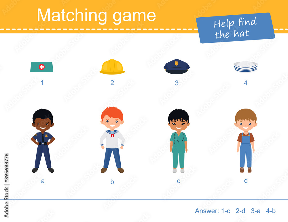 1447_Matching game. Educational puzzle for children. Flat cartoon style ...