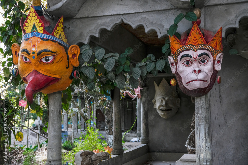 Majuli Island, India - November 2020: Masks used for celebrations and ...