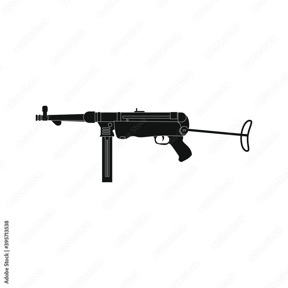 submachine gun warfare gun on white background Stock Vector | Adobe Stock