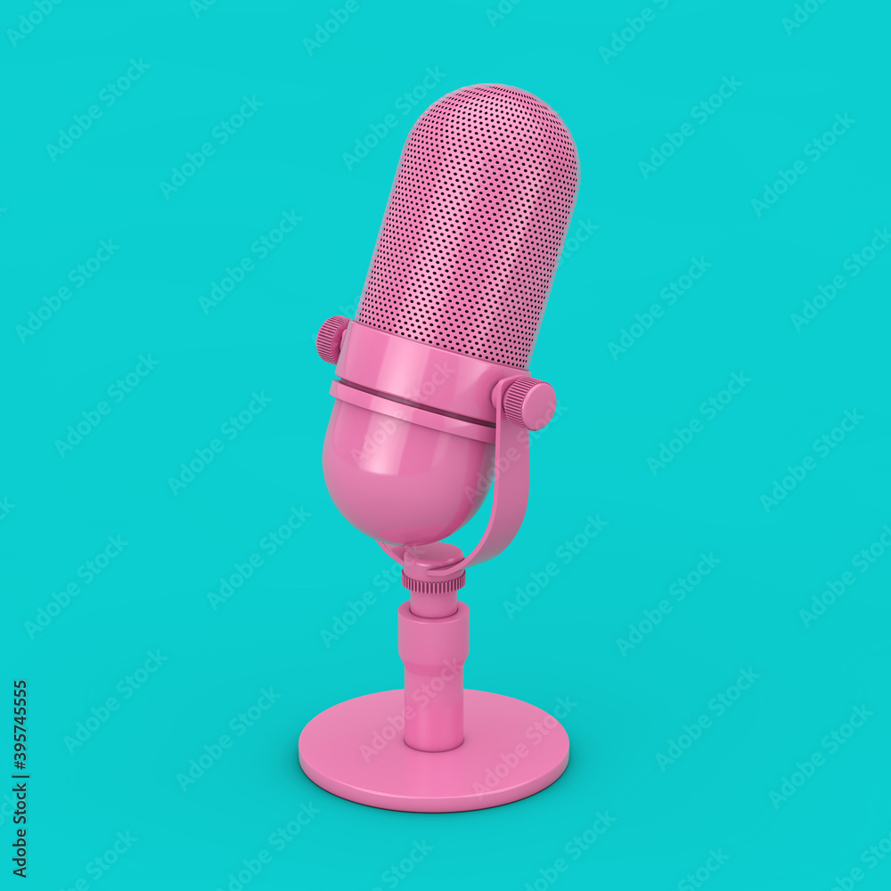 Vintage Pink Microphone Mock Up in Duotone Style. 3d Rendering Stock ...