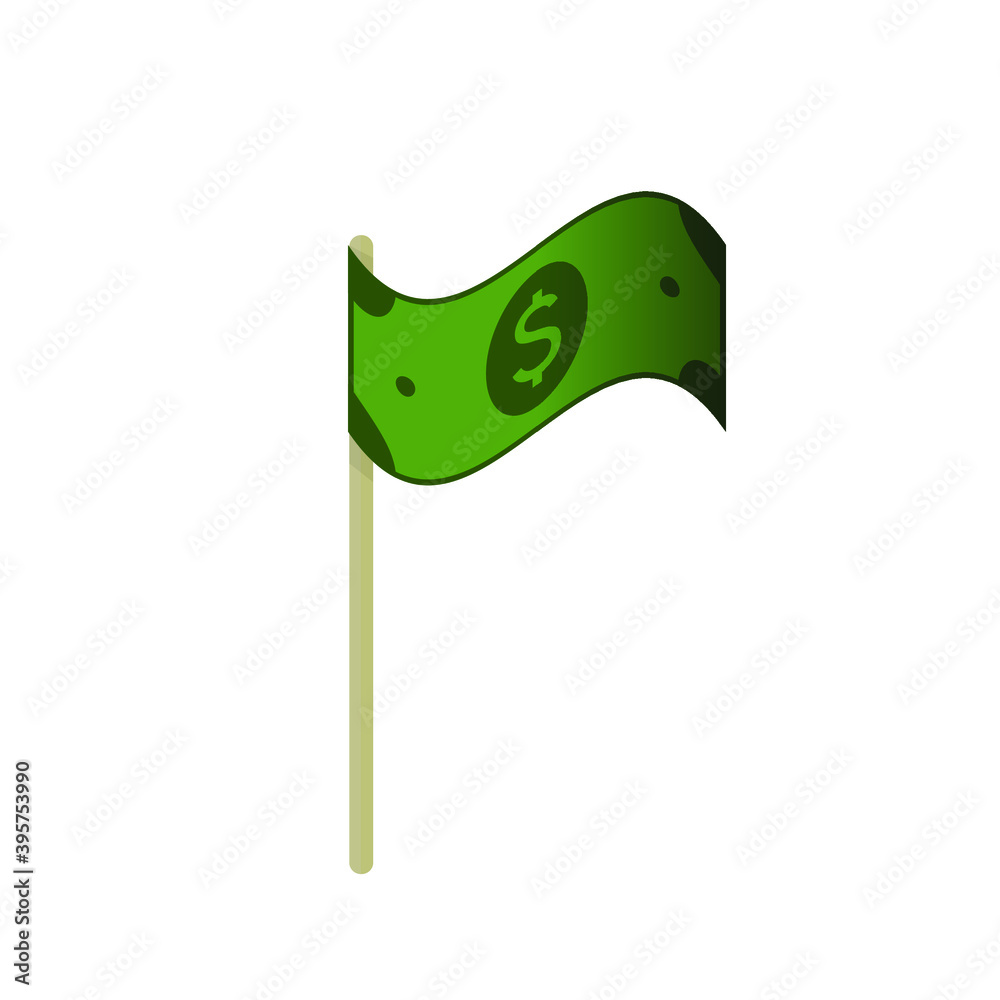 Flag, a flag made from a dollar bill. Vector illustration, flat cartoon ...