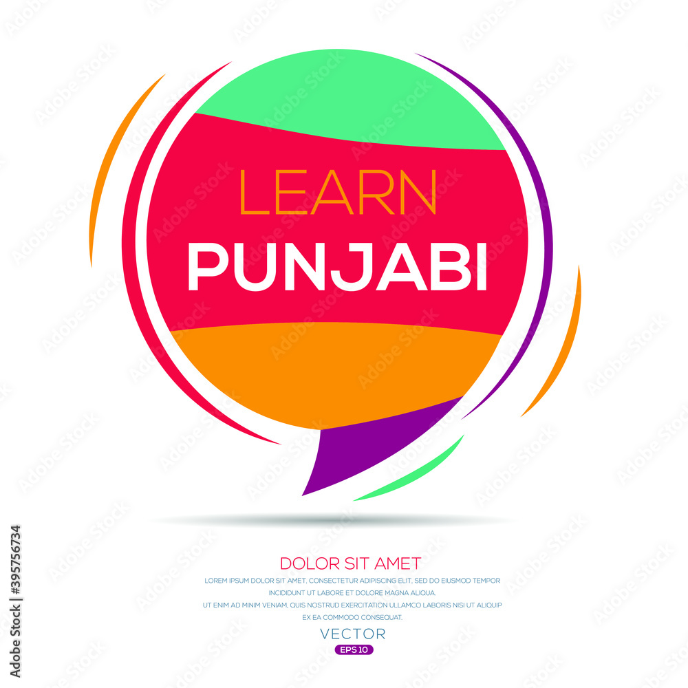 Creative (learn Punjabi) text written in speech bubble ,Vector ...