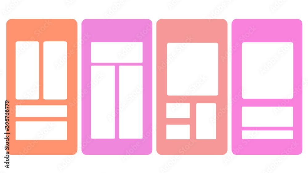 Colorful mobile app web design vector interface. Set of four empty mock ...