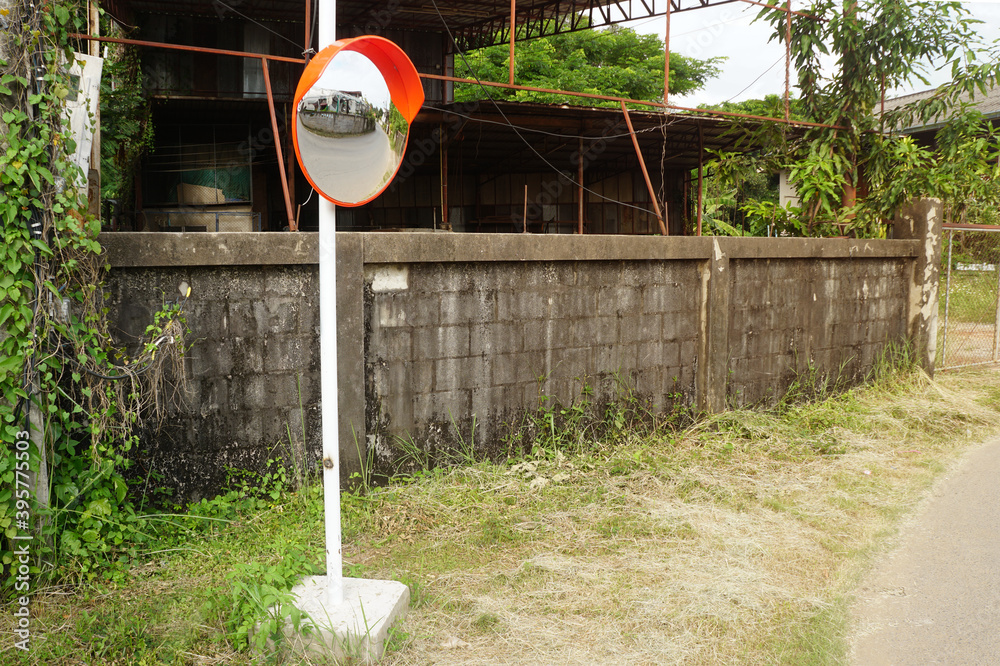 The circular convex mirror helps traffic corners, road junctions, blind ...
