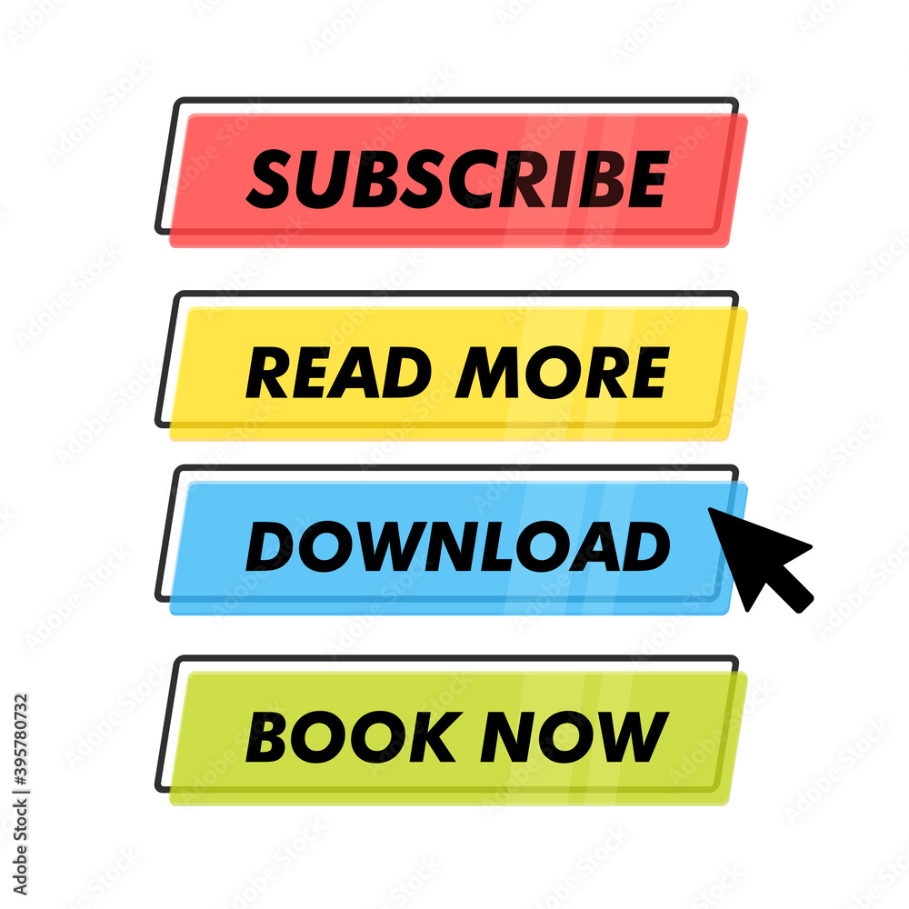 Set of trendy action button for web, mobile app. Template modern navigation button menu. Button ...