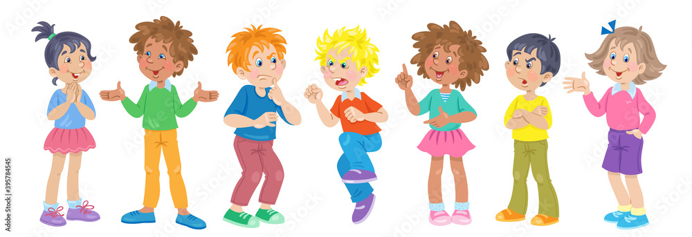 A group of children of different nationalities are standing together ...