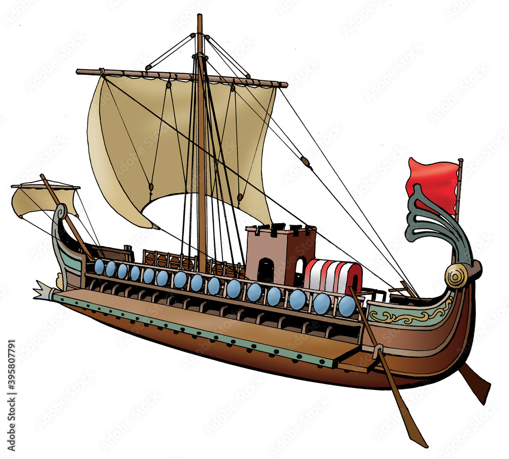 Ancient Rome - Roman warship Stock Illustration | Adobe Stock