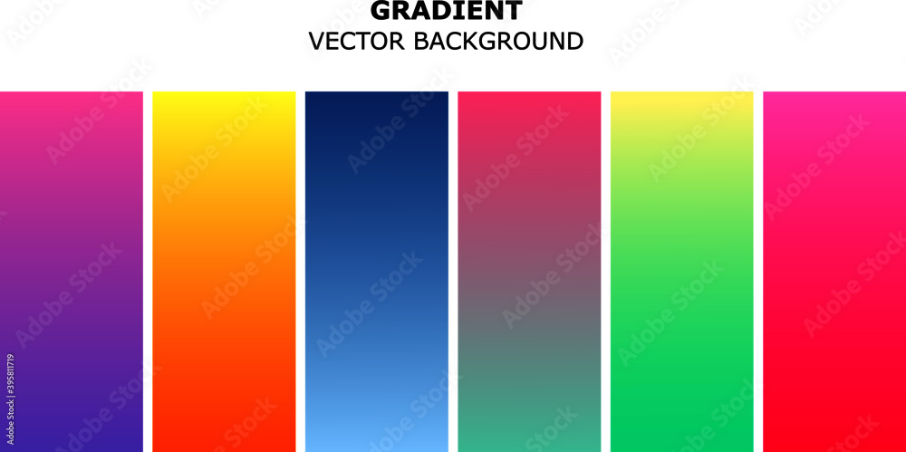 Trendy gradients vector set of colorful abstract backgrounds. Bright ...