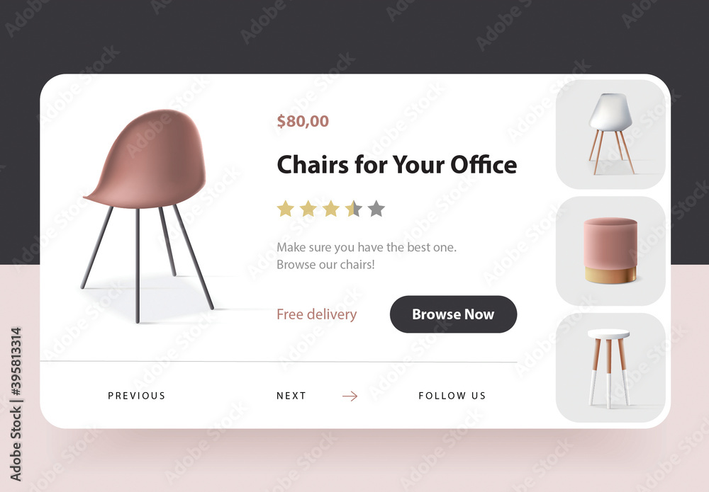 Home Decor Furniture User Interface Card Template Stock Template ...