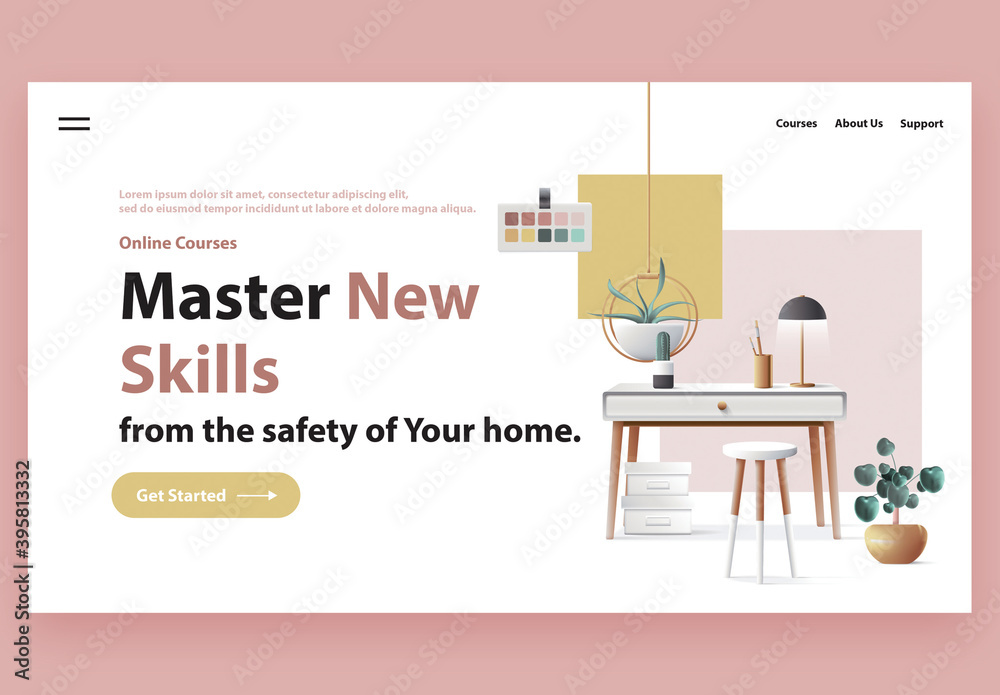 Modern Website Header for Online Courses Stock Template | Adobe Stock