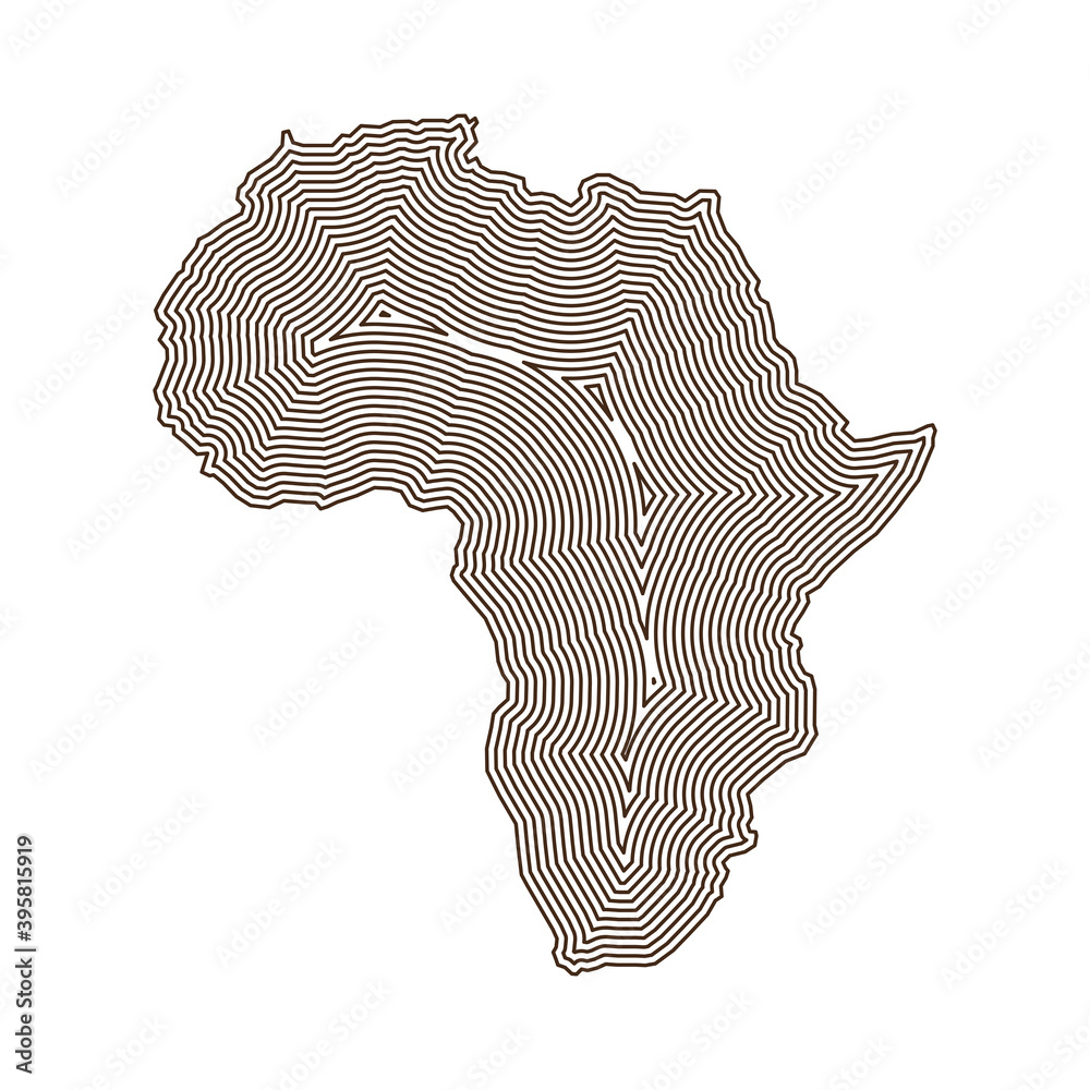 Sketch linear african continent map banner. Line africa style poster ...
